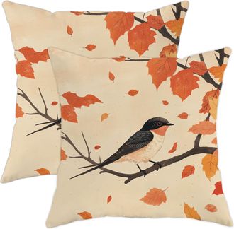 Generic Herbstschwalbenvogel Dekokissenbezug Weich Zierkissenbezug Dekorative Kissenbez&uuml;ge F&uuml;r Balkon Heimdekoration Sofa 45X45Cm 2Er Set