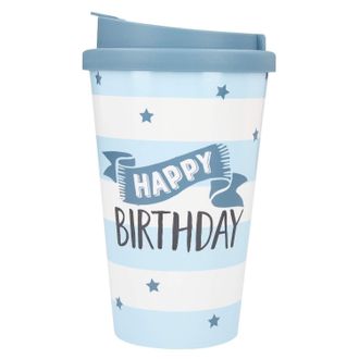 Depesche 2180.019 To-Go Becher aus Kunststoff mit Spruch, 350 ml, wiederverwendbar, Happy Birthday Sterne