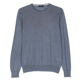 Barba Homme, Pulls, Bleu, Taille: 3XL Pull ras du cou en laine et soie