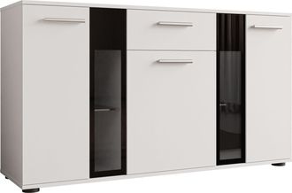 Mirjan24 Kommode Salsa Anrichte Highboard Sideboard Schrank Naturtöne Mehrzweckschrank Wohnzimmerschrank, Anrichte (ohne Beleuchtung, Weiß)