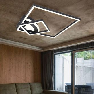 Globo Lighting Deckenlampe led modern Design Deckenleuchte schwarz Wohnzimmerlampe quadratisch, 40W 1400lm 3000K, LxBxH 42,5x42,5x7 cm