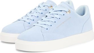 Tommy Hilfiger Plateausneaker TOMMY HILFIGER TH FEMININE CUPSOLE SUEDE, Damen, Gr. 36, hellblau, Veloursleder, aufgeraut, unifarben, Schuhe Plateausneaker, Freizeits