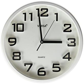 VERSA 19650090 K&uuml;chenuhr, Durchmesser 33 cm, Wei&szlig; und Schwarz, Kunststoff