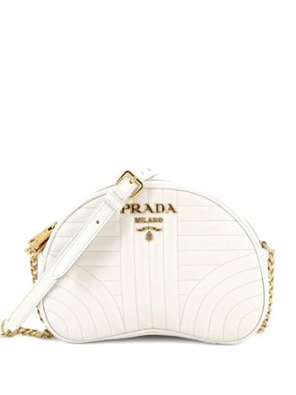 Prada Dome Diagramme Quilted Leather Small crossbody bag - Blanc