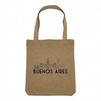 Fabulous Sac Shopping Tote Bag Aspect Lin - Buenos Aires Minimalist Voyage Carte Postale Argentine - Sac de Courses Toile Epaisse 360g Beige Naturel Cabas Port
