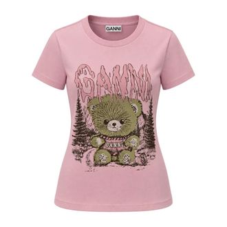Ganni T-shirt Teddy For&ecirc;t - Femme - Tops - Rose - Taille: 36 FR