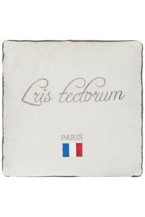 My Flair 23.12SF Louis Kissen, 40 x 40 x 14 cm mit Füllung, 40% Baumwolle 30% Leinen 20% Viskose 10% Polyester, Handwäsche, weiß mit Schriftzug