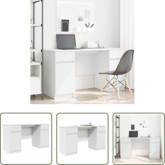 vidaXL vidaXL Schreibtisch Wei&szlig; - Schreibtisch mit Schubladen Wei&szlig; 140 x 49 x 76 cm Holzwerkstoff