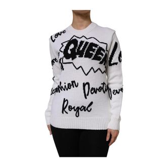 Dolce & Gabbana Wei&szlig;er Wollstrickpullover mit Rundhalsausschnitt - - Knitwear - Damen - Wei&szlig; - L