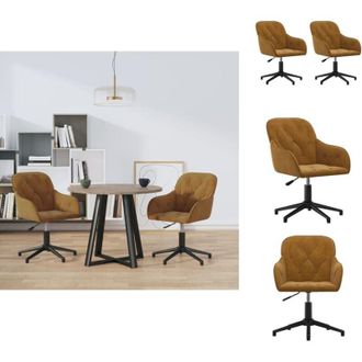 vidaXL Esszimmerst&uuml;hle 2 Stk. Drehbar Braun Samt - Esszimmerst&uuml;hle - Drehbare St&uuml;hle - Samtst&uuml;hle - Braune M&ouml;bel - Wohnzimmersessel