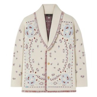 Alanui Homme, Pulls, Blanc, Taille: L Cardigan Bandana Jacquard