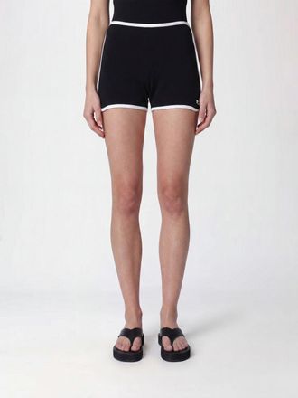 Courr&egrave;ges Short en coton &agrave; taille haute avec ceinture &eacute;lastiqu&eacute;e