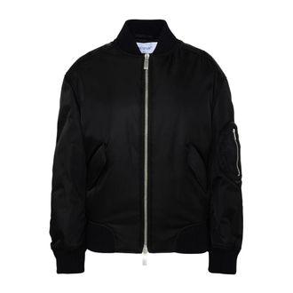 Off-white Oversized Schwarze Nylon Bomberjacke - - Jackets - Damen - Schwarzk - S