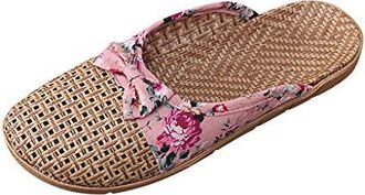 Generic Sandales ferm&eacute;es pour femme - Pantoufles d&eacute;t&eacute; en lin - L&eacute;g&egrave;res - Plates - Pantoufles creuses - Chaussures d&eacute;t&eacute; - Antid&eacute;rapantes - Chaussures de plage 