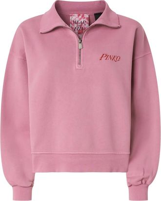 Pinko Half-Zip-Sweatshirt mit Kragen - Rosa