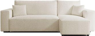 Selsey Scarlo - Ecksofa mit Schlaffunktion, Stauraum und Boucl&eacute;-Bezug, creme - Selsey