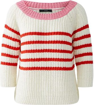 Oui Damen Pullover Bändchengarn lässig geschnitten Gestreift