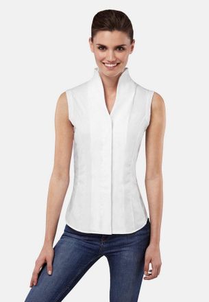 Vincenzo Boretti Klassische Bluse leicht tailliert Kelchkragen &auml;rmellos