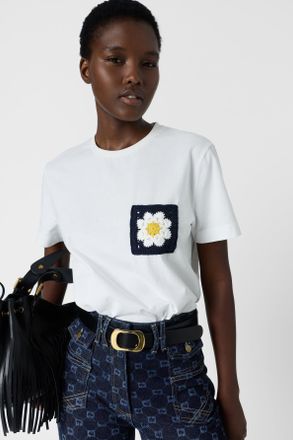 Gerard Darel T-shirt &agrave; marguerite brod&eacute;e - MELVINE - Ecru