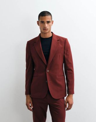 Asos blazer de costume slim bordeaux-Rouge