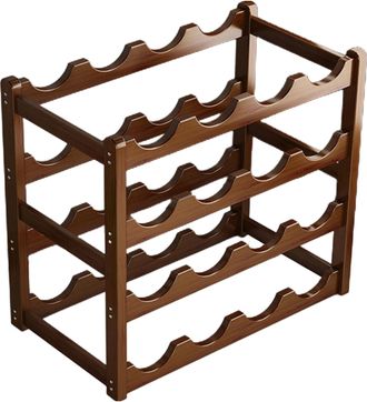 Generico Stapelbares Weinregal für Innenschrank, Flaschenhalter aus Holz, 20 Flaschen, Weinregal, 4 Ebenen, platzsparendes