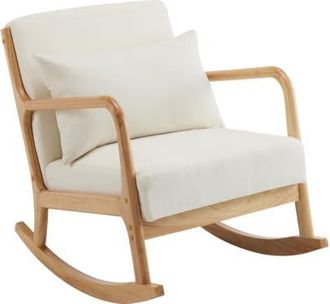Habitat et Jardin Fauteuil &agrave; Bascule Style scandinave Bouclette et Bois Clinton - Beige