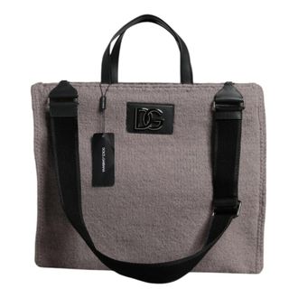 Dolce & Gabbana Alpaka-Wolle Logo Plakette Tote Schultertasche - - Bags - Herren - Schwarzk - ONE SIZE