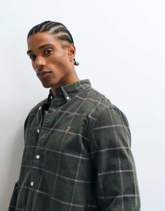 Farah Maverick chemise &agrave; carreaux &agrave; manches longues gris/vert