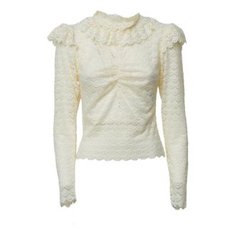 Farm Rio Spitzenbluse mit Stehkragen - - Blouses & Shirts - Damen - Wei&szlig; - M