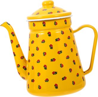 BESTONZON Retro Teekessel Emaille 1,5l Mit Griff Dünner Ausguss Haus Und Camping Teekanne Leicht Zu Reinigen Für Tee Und Kaffee