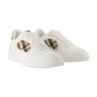 Burberry Womens Lf Terrace Mix Sneakers - Burberry Leather White Calfskin Shoes
