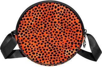 Generic Petit sac &agrave; bandouli&egrave;re rond pour femme, imprim&eacute; l&eacute;opards, sac &agrave; dos avec fermeture &eacute;clair, bretelles r&eacute;glables, sac &agrave; main rond d&eacute;contract&eacute; pour femm