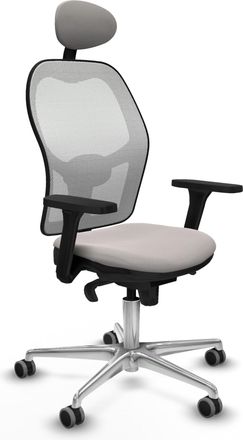 Piqueras y Crespo B&uuml;rostuhl aus wei&szlig;em Netzgewebe mit 3D-Armlehnen, h&ouml;henverstellbarer Lendenwirbelst&uuml;tze und festem Kopfteil, ausgestattet mit 5 Positionen und eingesp