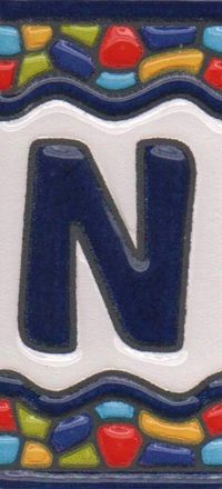 Generic Hausnummern, spanische Keramiknummern und Buchstaben, Fliesen, Kirchenfenster-Design, Fliesengr&ouml;&szlig;e: 7,5 cm x 3,5 cm, 3 bis 10 Fliesenrahmen Buchstabe 