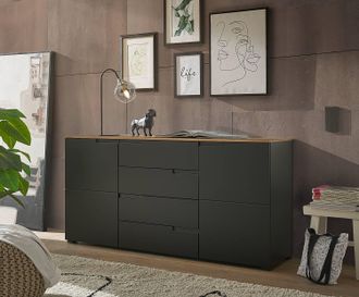 Fredriks home24 Sideboard 165 x 80 x 40cm Schwarz/Schwarz