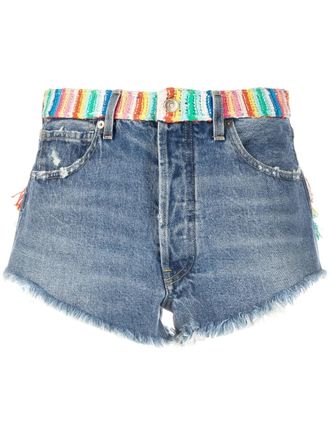 Alanui short en jean Over The Rainbow - Bleu