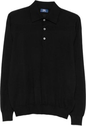 Fedeli Homme, Pulls, Noir, Taille: 2XL Pull en Cachemire &agrave; Col Ouvert