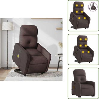 vidaXL Massagesessel mit Aufstehhilfe Dunkelbraun Stoff - Massage Stuhl - Elektrischer Liftstuhl - Entspannungsstuhl - Fernsehsessel - Bequeme Lounge Chair