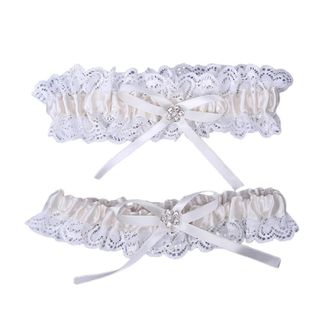 Amosfun 2 st&uuml;cke hochzeit braut spitze bein strumpfband elastische perle strass bein bands oberschenkel ringe bein dekoration f&uuml;r m&auml;dchen br&auml;ute frauen