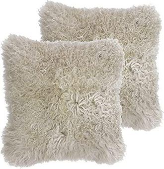 Riva Paoletti Mongolische Twin Pack-Polyester-gefüllte Kissen, Haferflocken, 40 x 40cm, 2