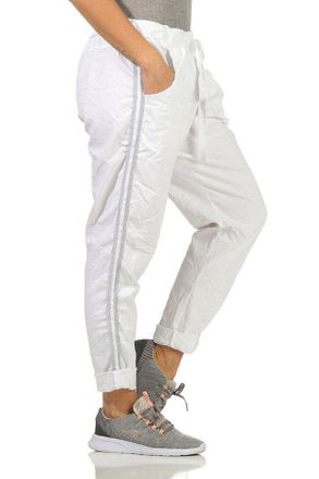 Mississhop Jogginghose Damen Hose Baumwollhose mit Seitlichen Silberstreifen M.348