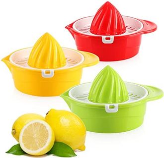 Com-Four 3x Presse-agrumes pour citrons et autres fruits - presse-agrumes à main pour la cuisine avec une passoire amovible [la sélection de couleurs varie] (0