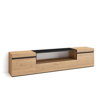 Skraut Home | TV-Schrank, Lowboard | f&uuml;r Wohnzimmer und Esszimmer | 200x45x35cm | F&uuml;r TV-Ger&auml;te bis zu 80 | Fernsehtisch | Moderner Stil | Eiche Schwarz
