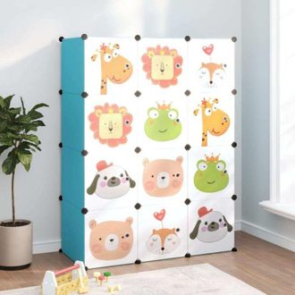 vidaXL Vidaxl - Armoire de rangement pour enfants avec 12 cubes Bleu pp
