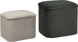 Atmosphera Atmosphera - Set de 2 poufs Dani en velours L37,5 41,5cm gris cr&eacute;ateur dint&eacute;rieur