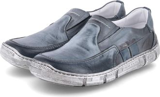Krisbut 5724-2 Slipper Glattleder Herren in blau-Kombi - Gr. 45