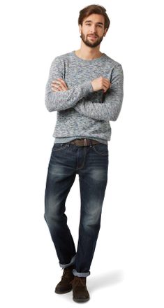 Tom Tailor Herren Jeanshose Denim with Belt, Blau (Dirty Dark-Stone Wash 1065), W32/L30