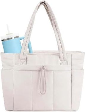 Generic Sac fourre-tout matelass&eacute; avec porte-gobelet et compartiment pour ordinateur portable, grande capacit&eacute;, joli sac &agrave; bandouli&egrave;re matelass&eacute; pour femme, b