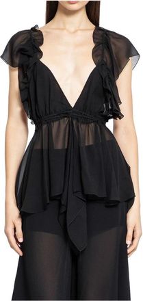Chlo&eacute; Femme, Blouses et Chemises, Noir, Taille: 38 FR Blouse Chiffon