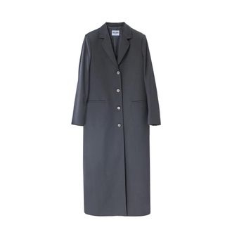 Moschino Langer Wollmantel mit Kontrastkn&ouml;pfen - - Coats - Damen - Schwarzk - L